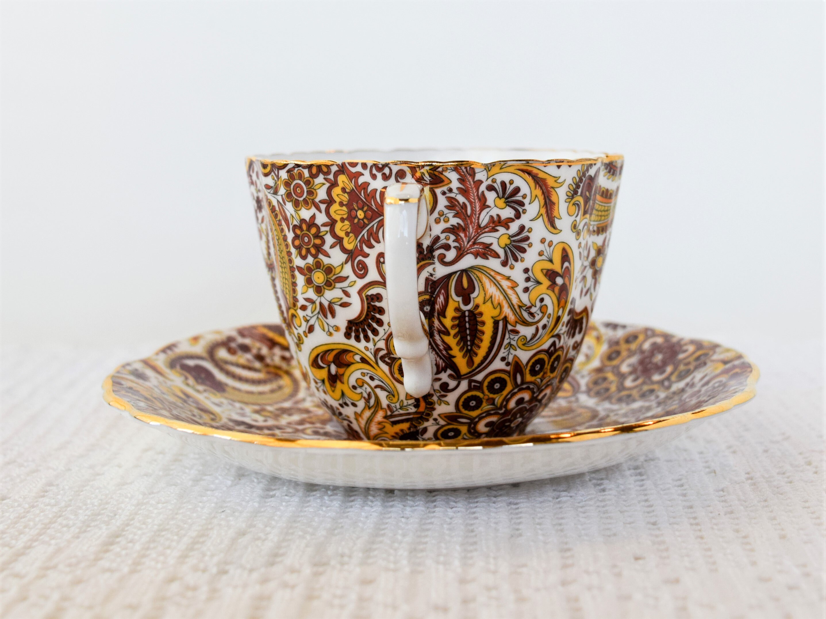 Vintage Hammersley & Co. Brown and Gold Paisley Chintz Tea Cup and ...