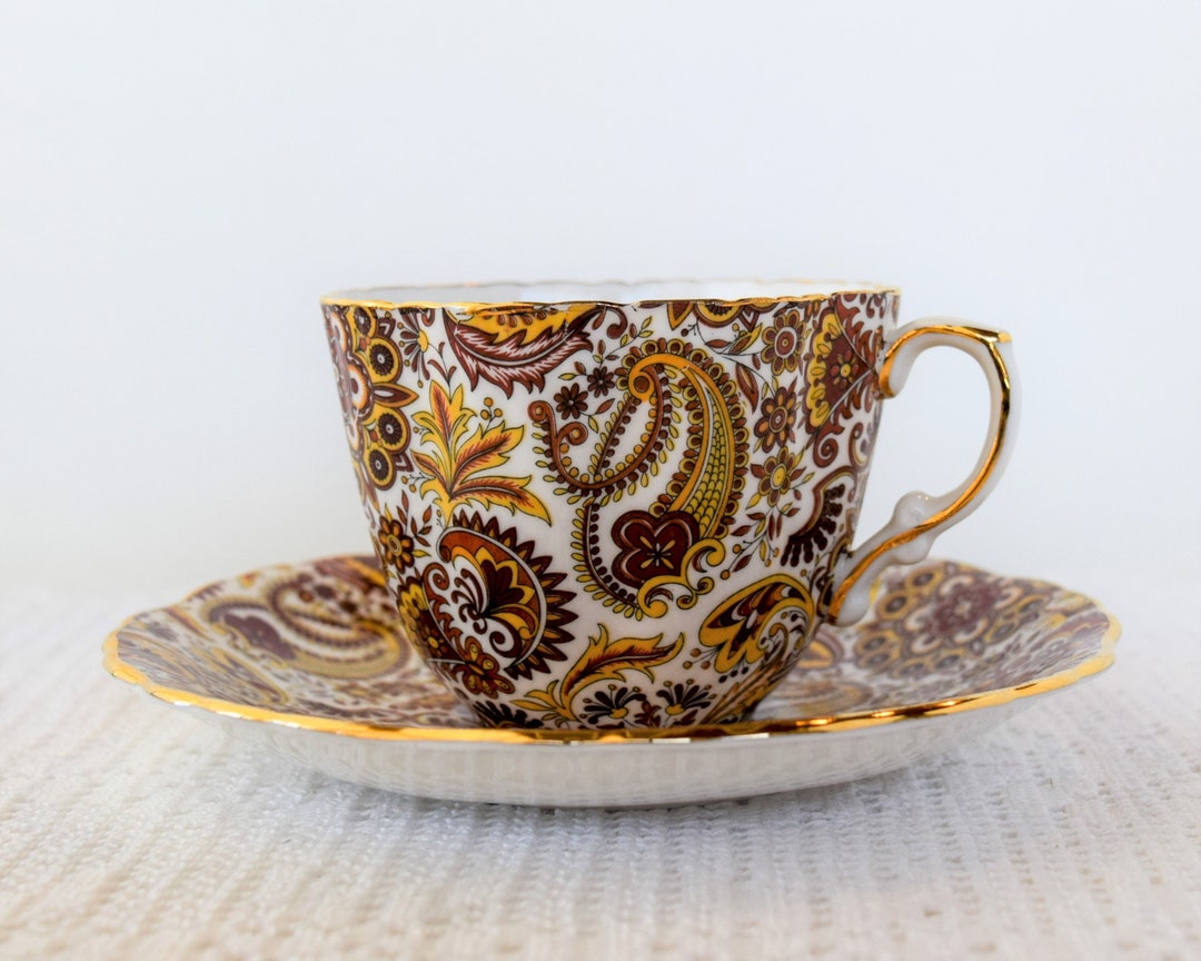 Vintage Hammersley & Co. Brown and Gold Paisley Chintz Tea Cup and ...