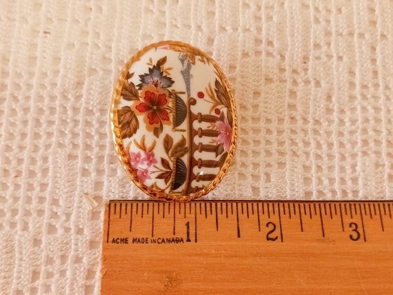 1970's Aynsley Floral Fine Bone China Brooch Made in … - Gem