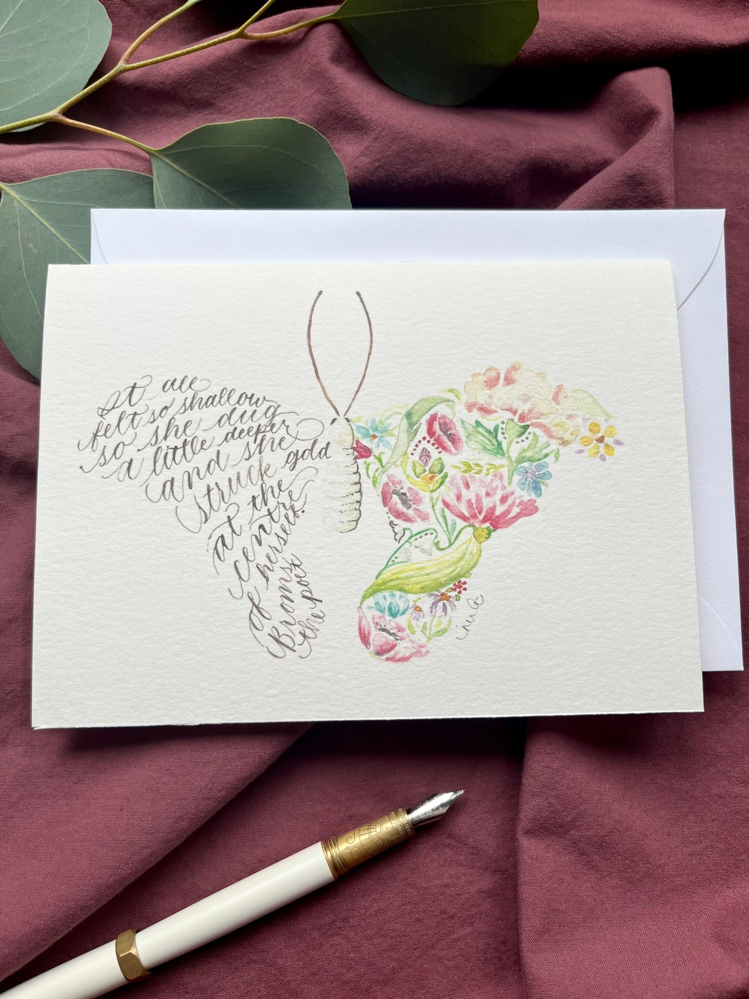 Butterly Greeting Card - Hand Painted With Poetry - Etsy