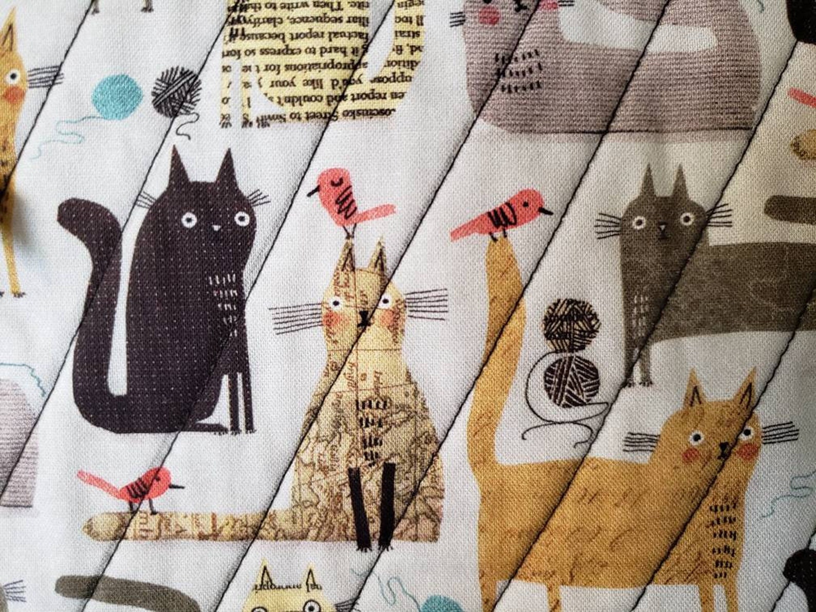 Quilted novelty cat medium zip top tote essential travel | Etsy