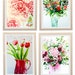 Watercolor Flowers Set of 4 Printables, Downloadable File, Garden Art ...