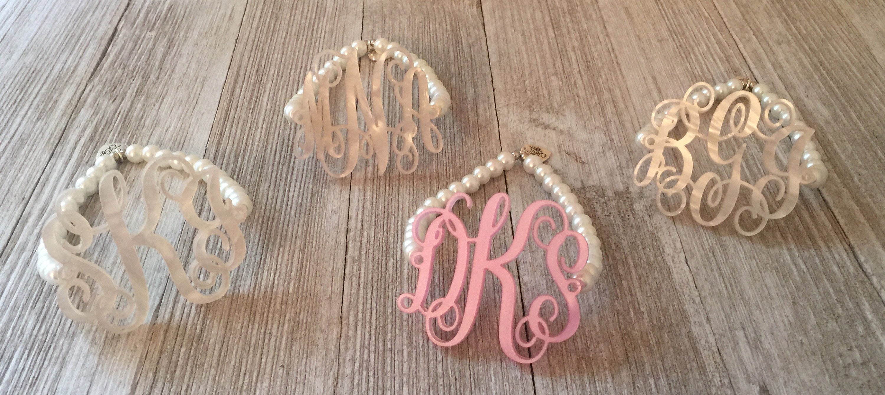 Pearl Monogram Bracelet | Etsy
