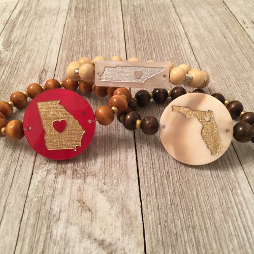 Any US State Outline Minimalist Bracelet With Heart Over Your - Etsy