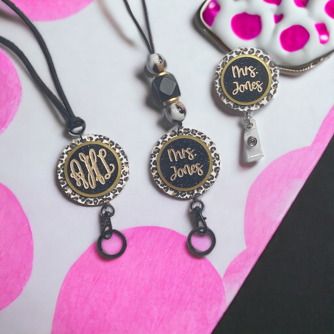 Leopard Monogram/initial Lanyard - Etsy