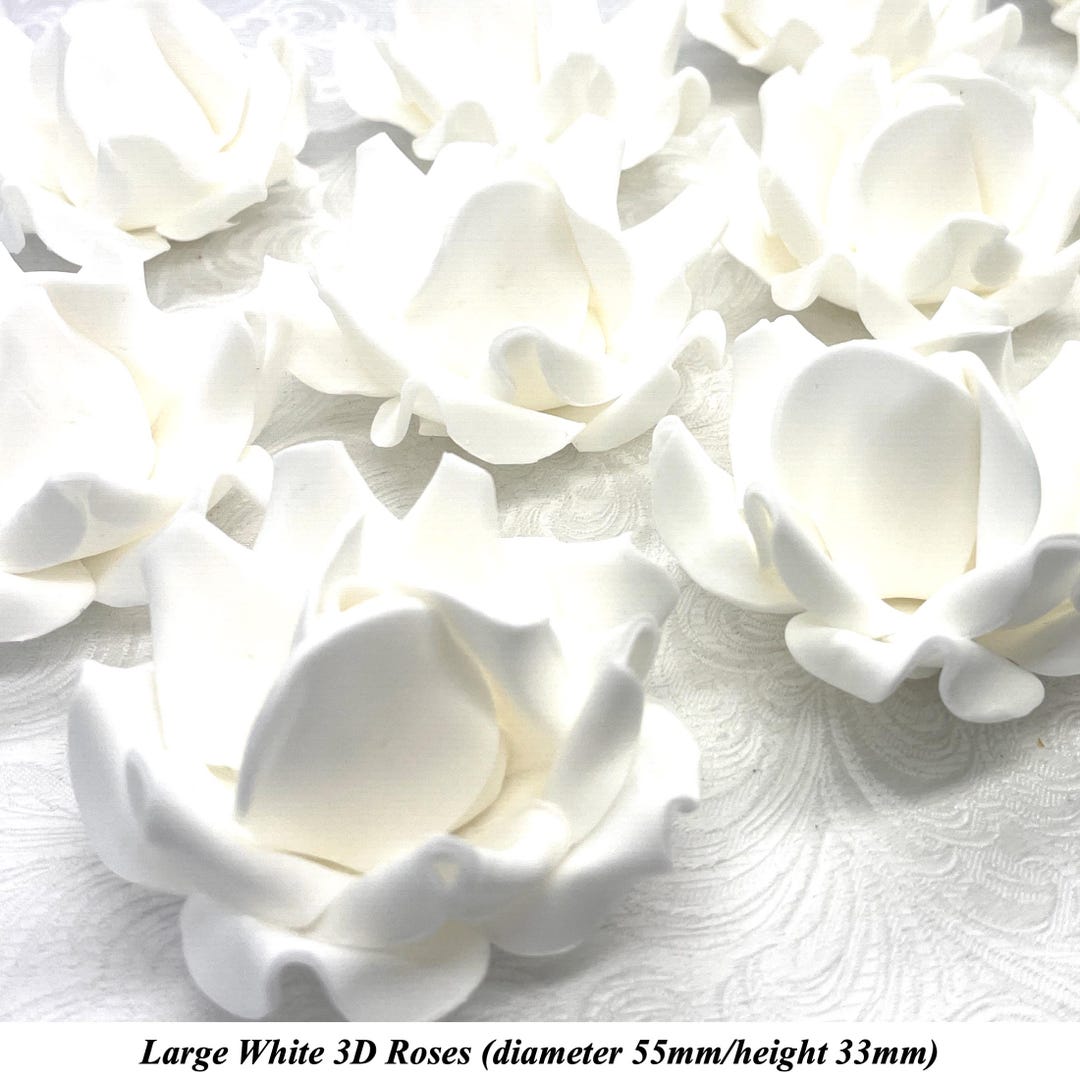 White Roses Wedding Birthday Anniversary Cake Decorations Edible Sugar ...