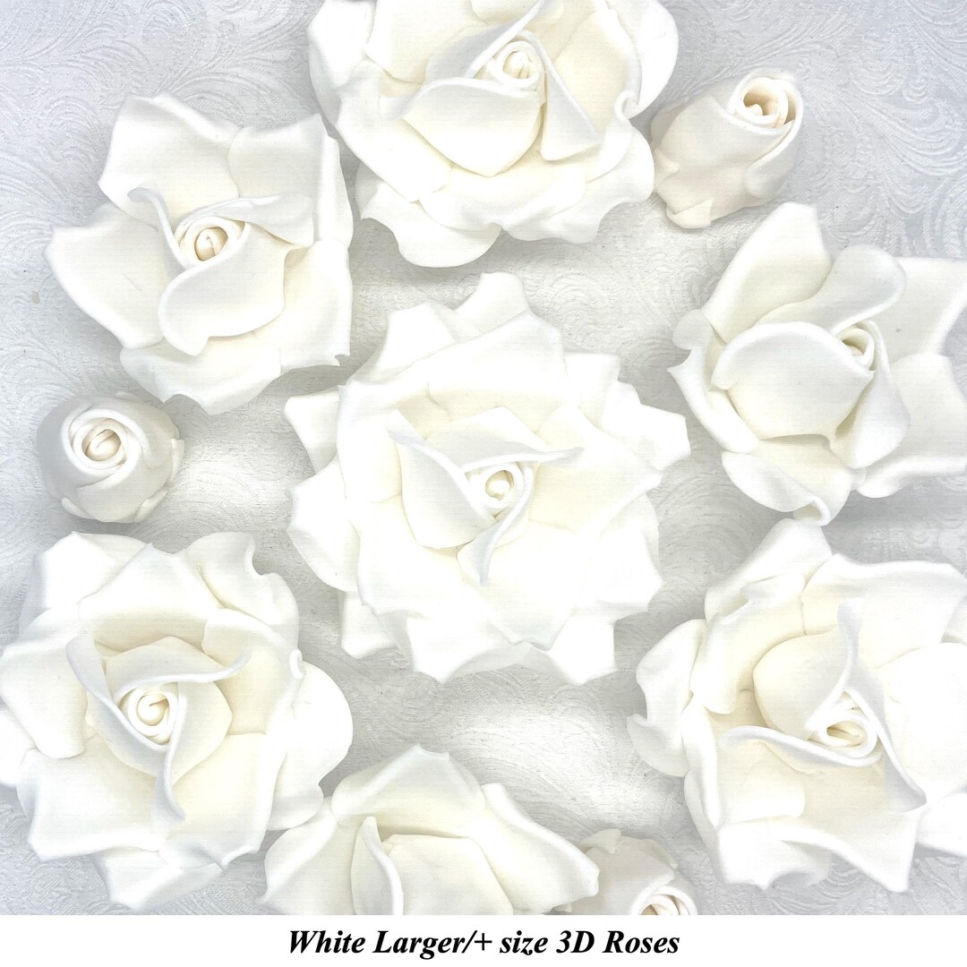 Larger White Sugar Roses Wedding Cake Decorations Flowers 4 SIZES (1"-3 ...