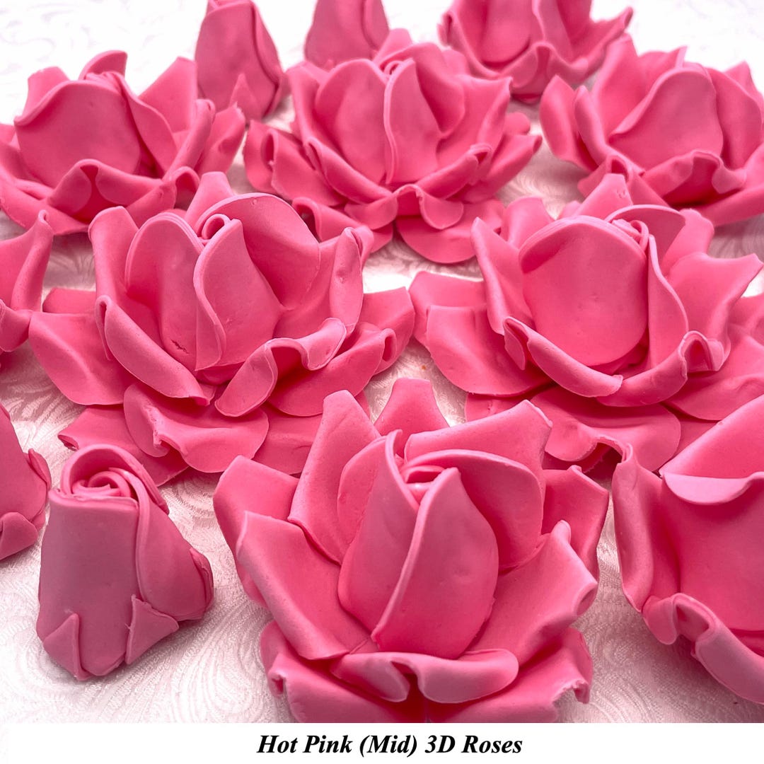 Hot Pink Sugar Roses Pink Wedding Cake Birthday Cake Decorations Edible ...