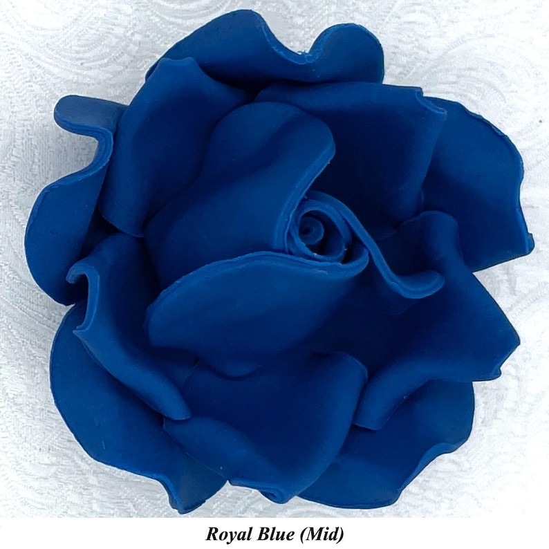 Royal Blue Sugar Roses Edible Cake Decorations Deep Blue Wedding Cake ...
