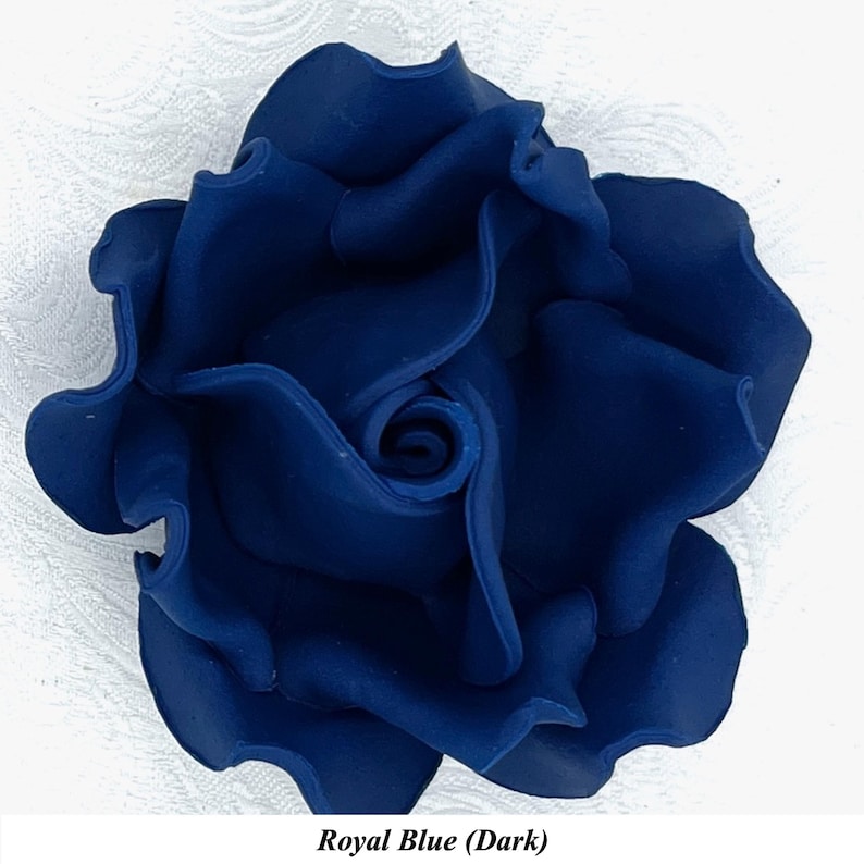 Royal Blue Sugar Roses Edible Cake Decorations Deep Blue Wedding Cake ...