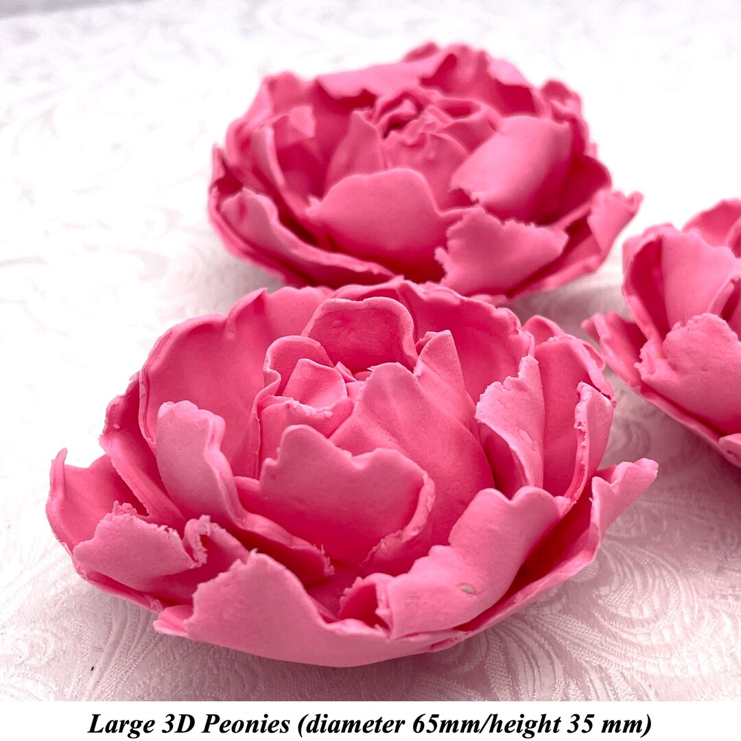 Hot Pink Peonies Wedding Birthday Cake Decorations Edible Cake Topper ...