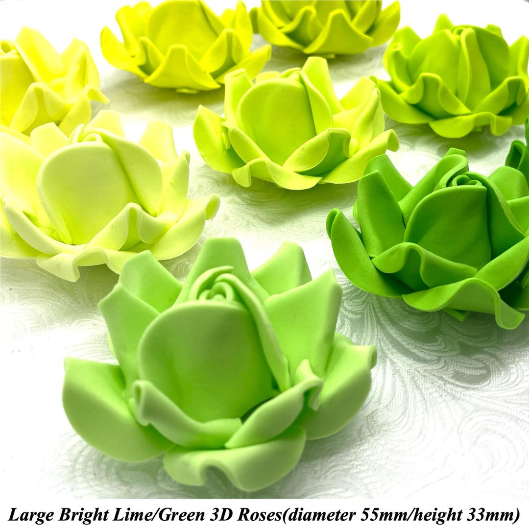 Bright Lime Green Roses Edible Cake Decorations Wedding Cake Birthday ...