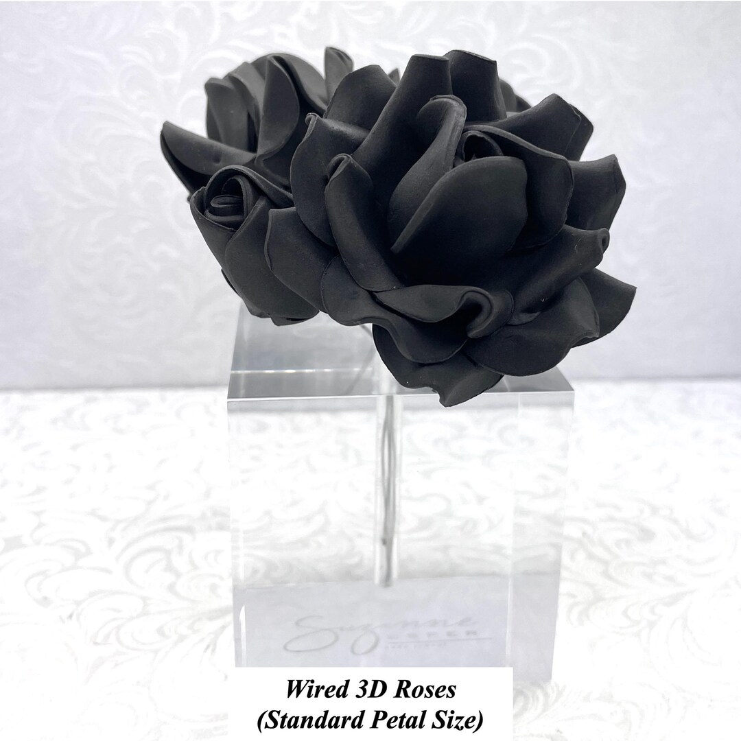 Matt Black Charcoal Roses Wired Sugar Roses Black Wedding Cake ...
