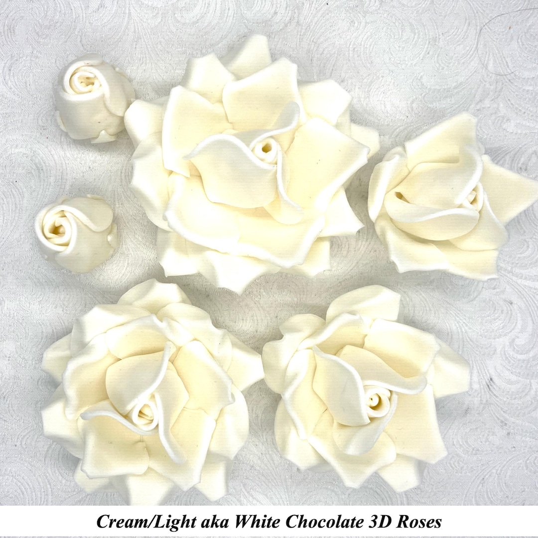 White Chocolate Light Cream Sugar Roses Cream Wedding Cake Birthday ...