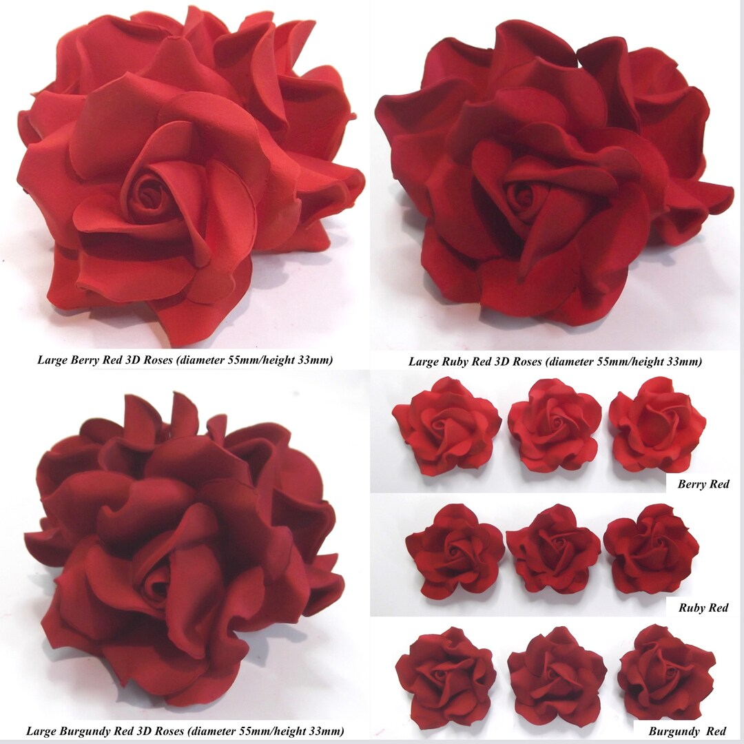 Red Ruby Burgundy 3D Sugar Roses Wedding Ruby Anniversary Cake ...