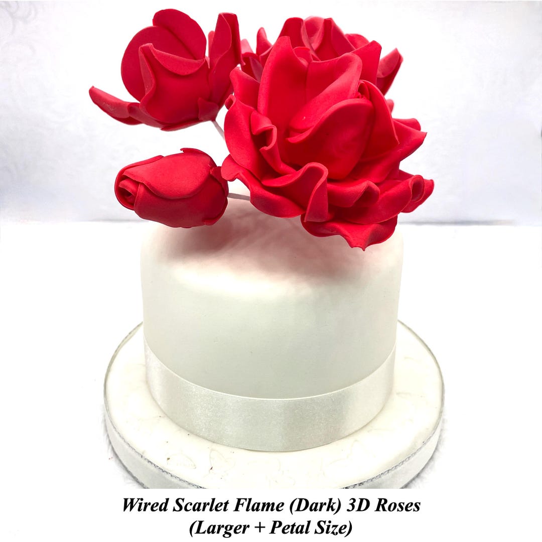 Bright Red Roses Wired Sugar Roses Larger Petal +size Roses Red Ruby ...