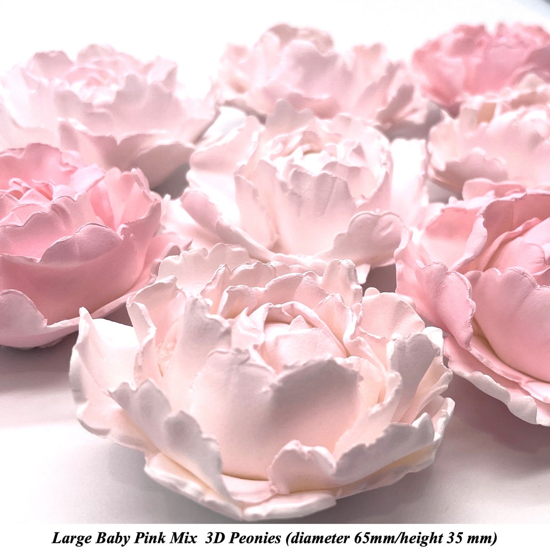 Pink Mix Peonies Wedding Birthday Cake Decorations Edible Cake Topper ...