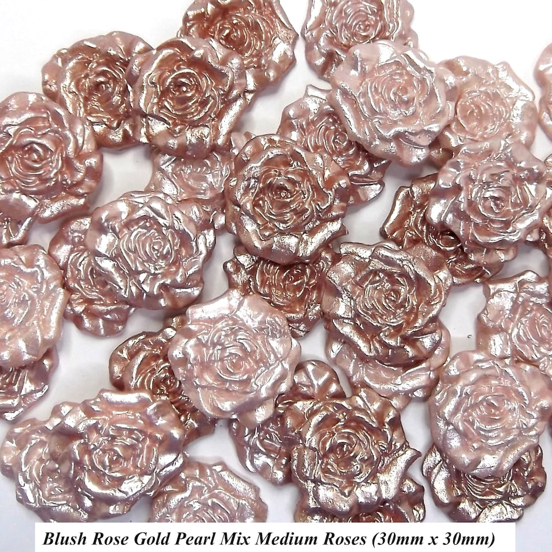 Blush Rose Gold Pearl Mix Sugar Roses Edible Fondant Wedding ...