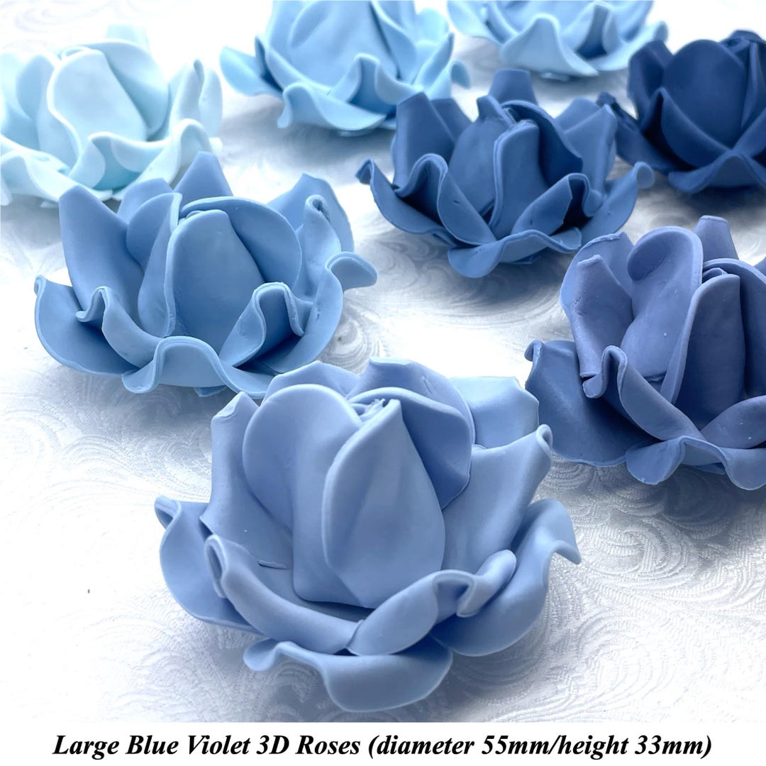 Blue Violet Sugar Roses Edible Cake Decorations Lavender Blue Violet ...