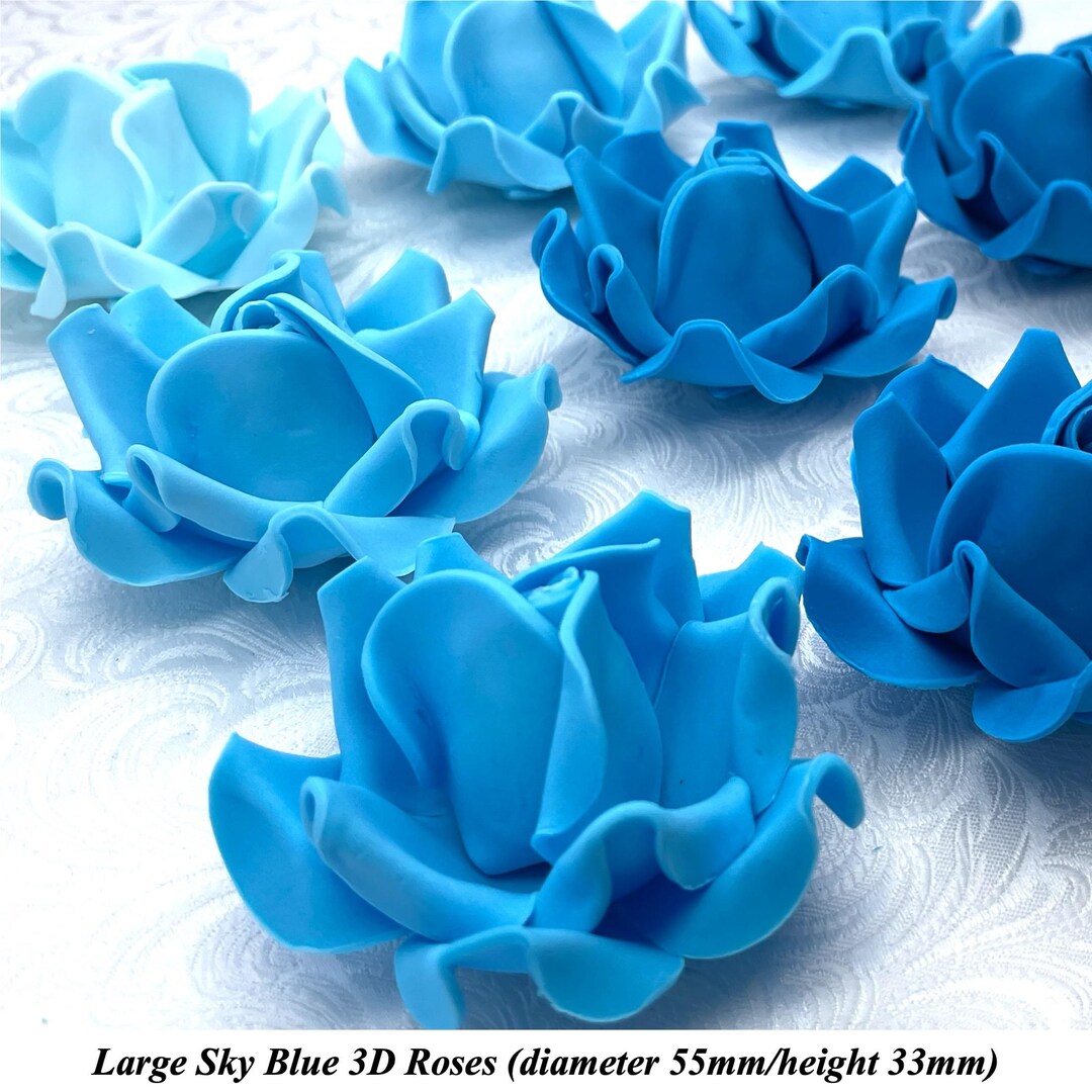Sky Baby Blue Sugar Roses Edible Cake Decorations Wedding Cake Birthday ...