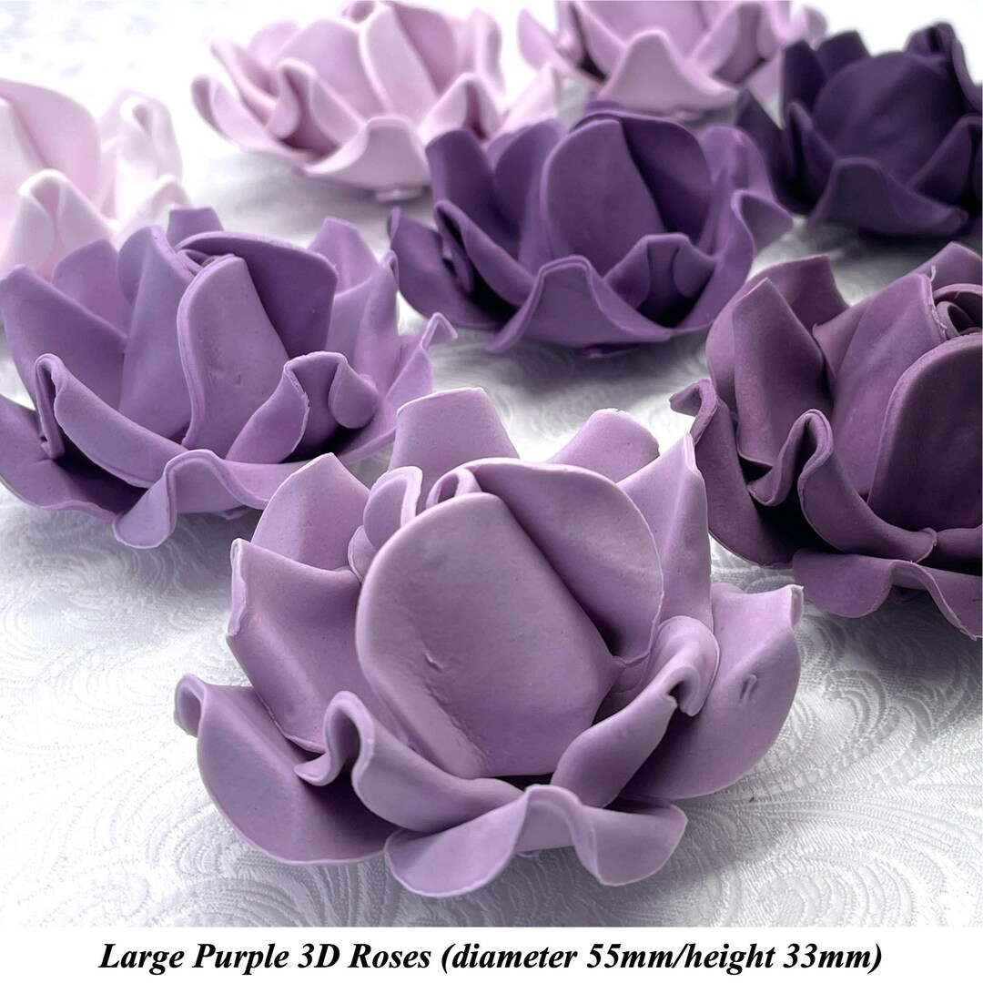 Purple Cake Decorations Edible Sugar Roses Purple Wedding Violet ...