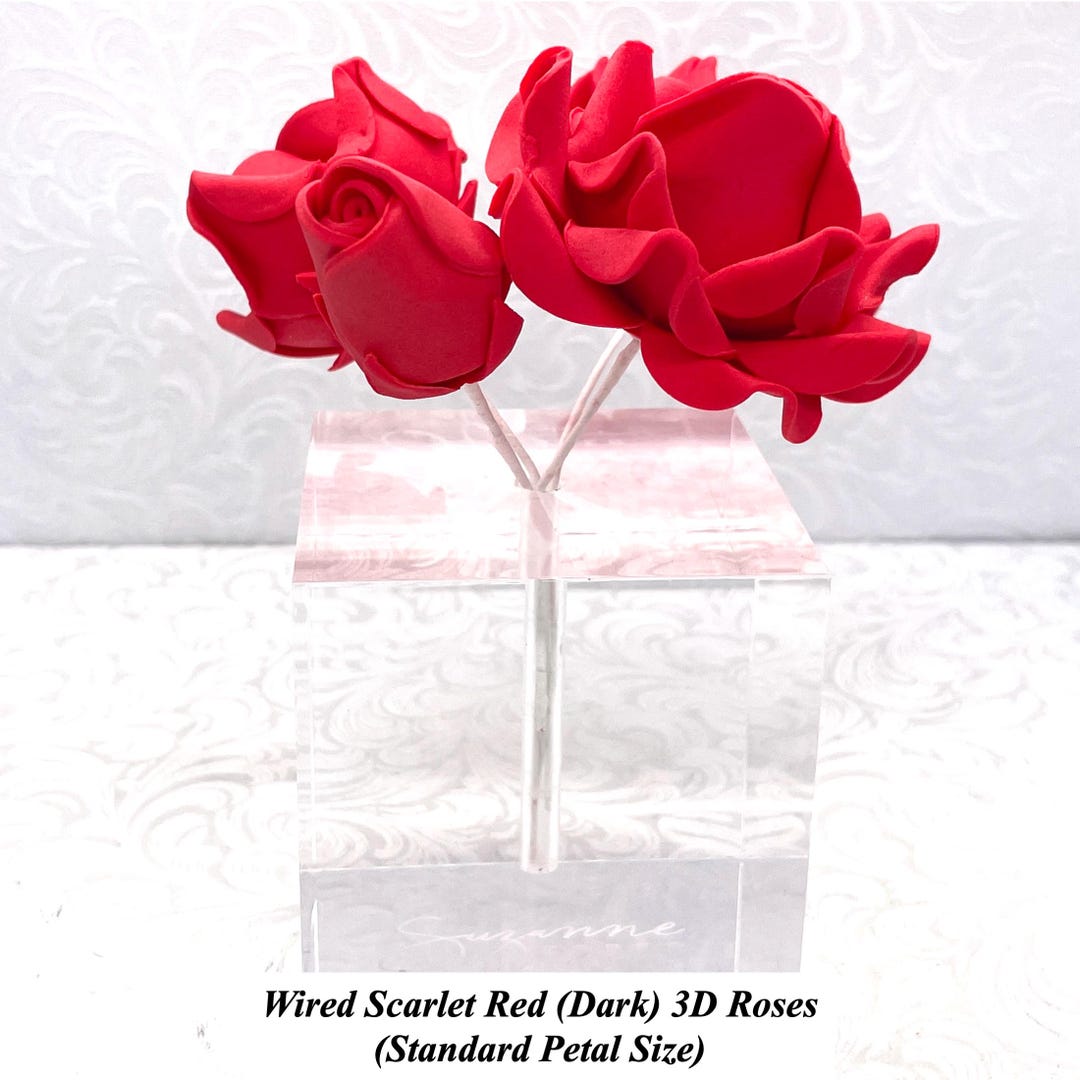Red Roses Wired Sugar Roses Scarlet Red Ruby Wedding Cake Decorations ...