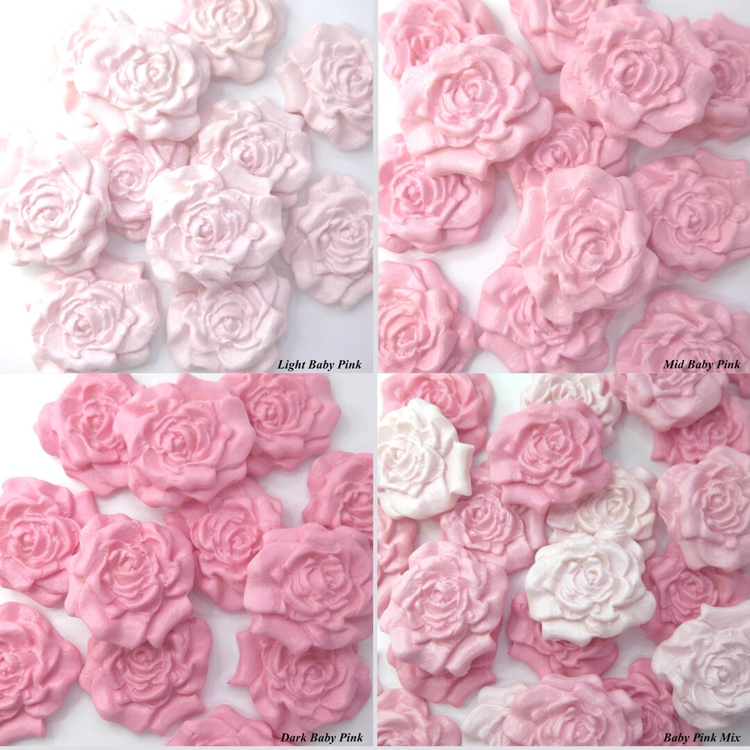 12 Baby Pink Sugar Roses Edible Fondant Christening Wedding - Etsy