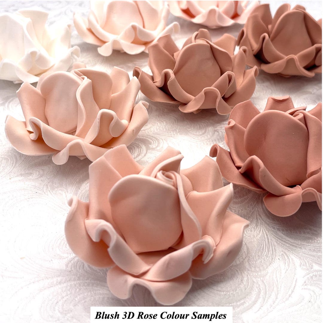Blush Pink Brown Edible Roses Cake Decorations Pink Champagne Wedding ...
