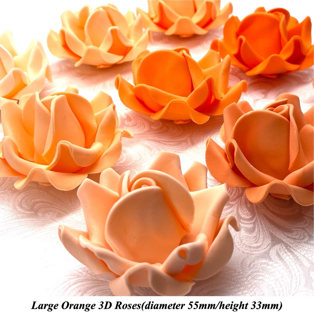 Peach Orange Sugar Roses Orange Cake Decorations Wedding Cake Birthday ...