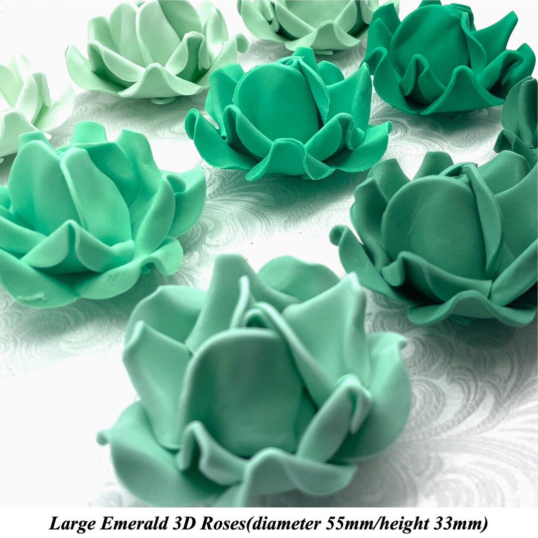 Mint Emerald Green Roses Edible Cake Decorations Wedding Cake Birthday ...