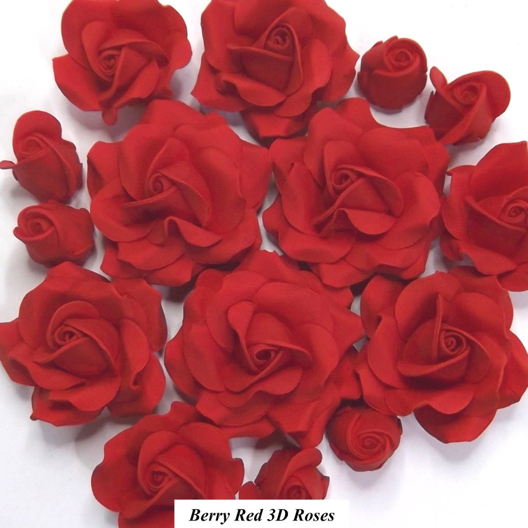Red Sugar Roses Wedding Cake Decorations Ruby Anniversary - Etsy