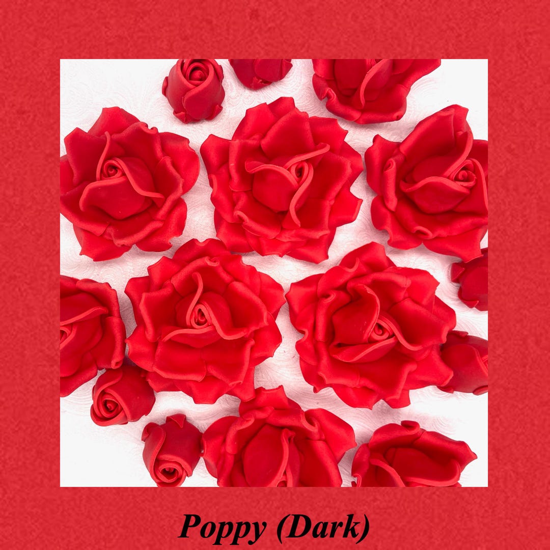 Poppy Red Sugar Roses Red Wedding Cake Birthday Cake Decorations Edible ...