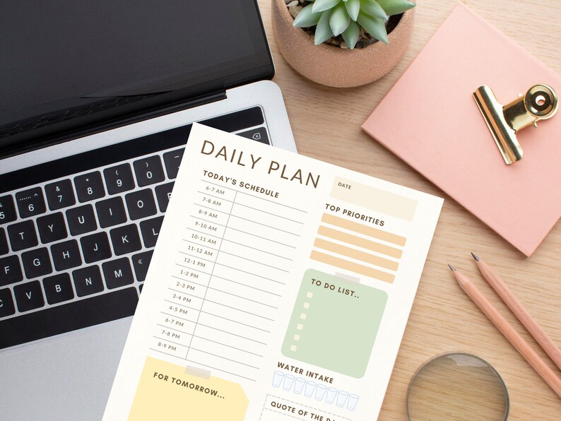 Personal Daily Planner to Do List Printable Work Schedule Sheet ...