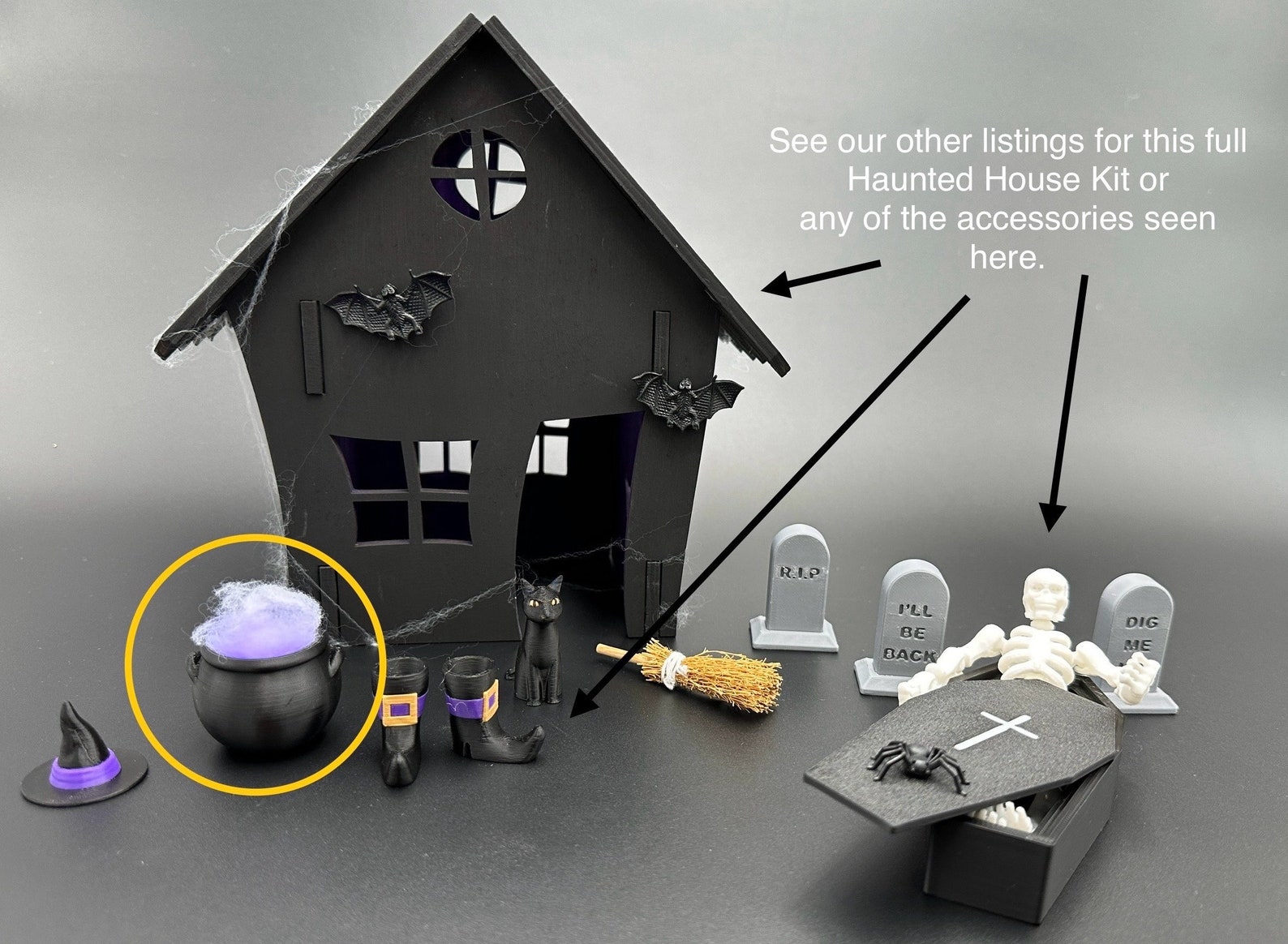Miniature Witch Cauldron for Haunted House Accessories, Halloween Minis ...