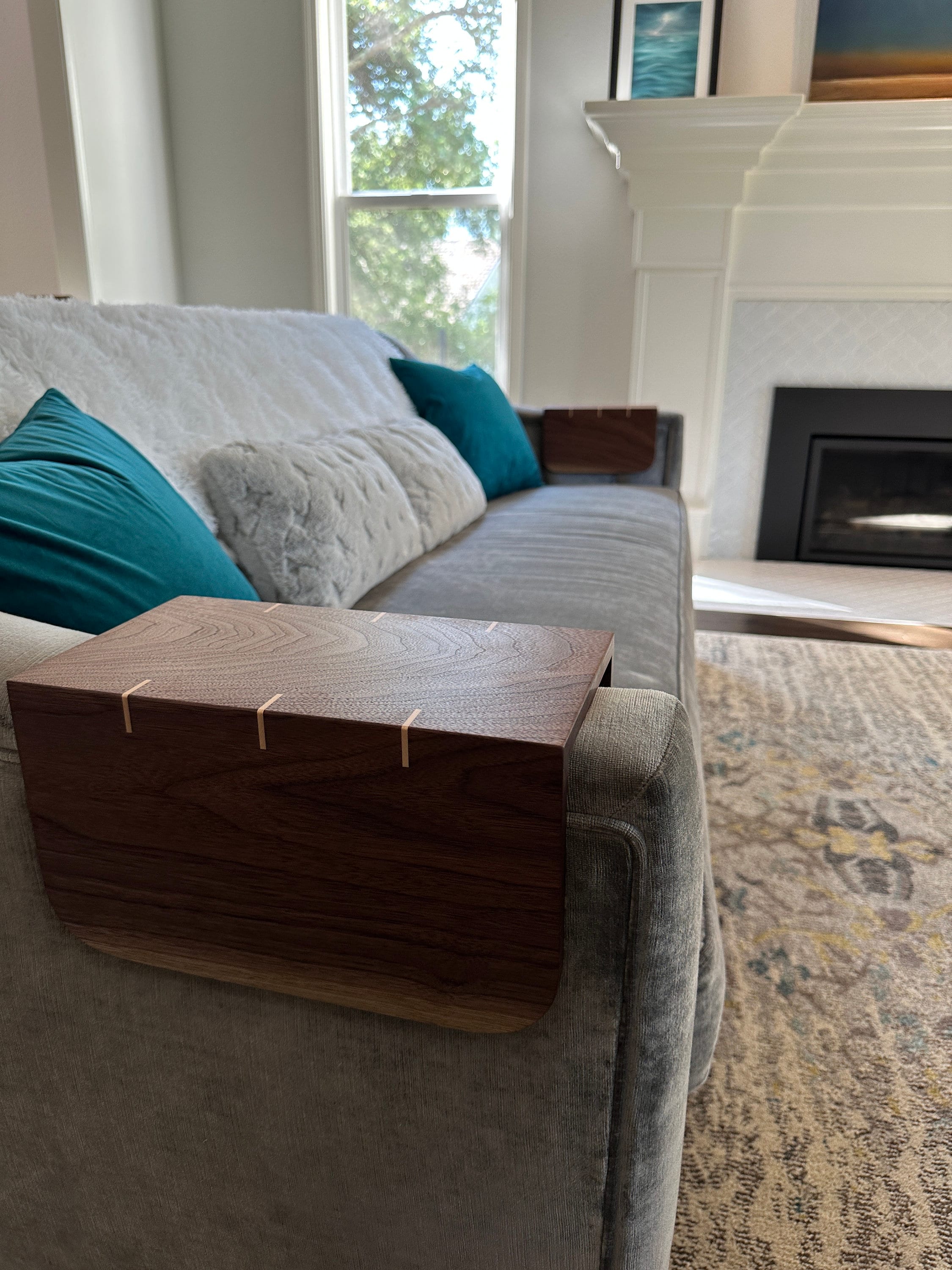 Sofa Arm Table Tray, Small Side Table Alternative, Walnut and Maple ...