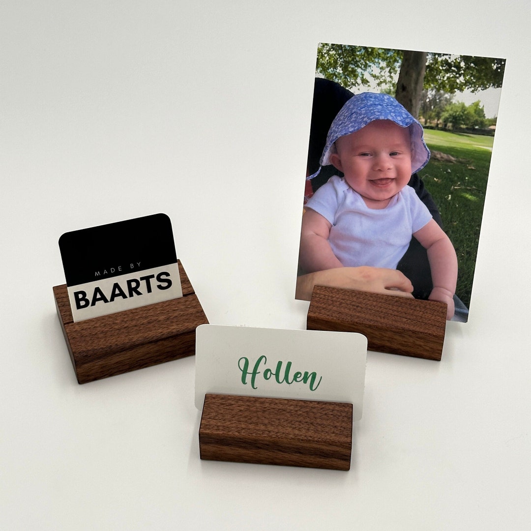 Wood Photo Stand, Card Holder, Picture Stand, Place Card Stand, Food ...