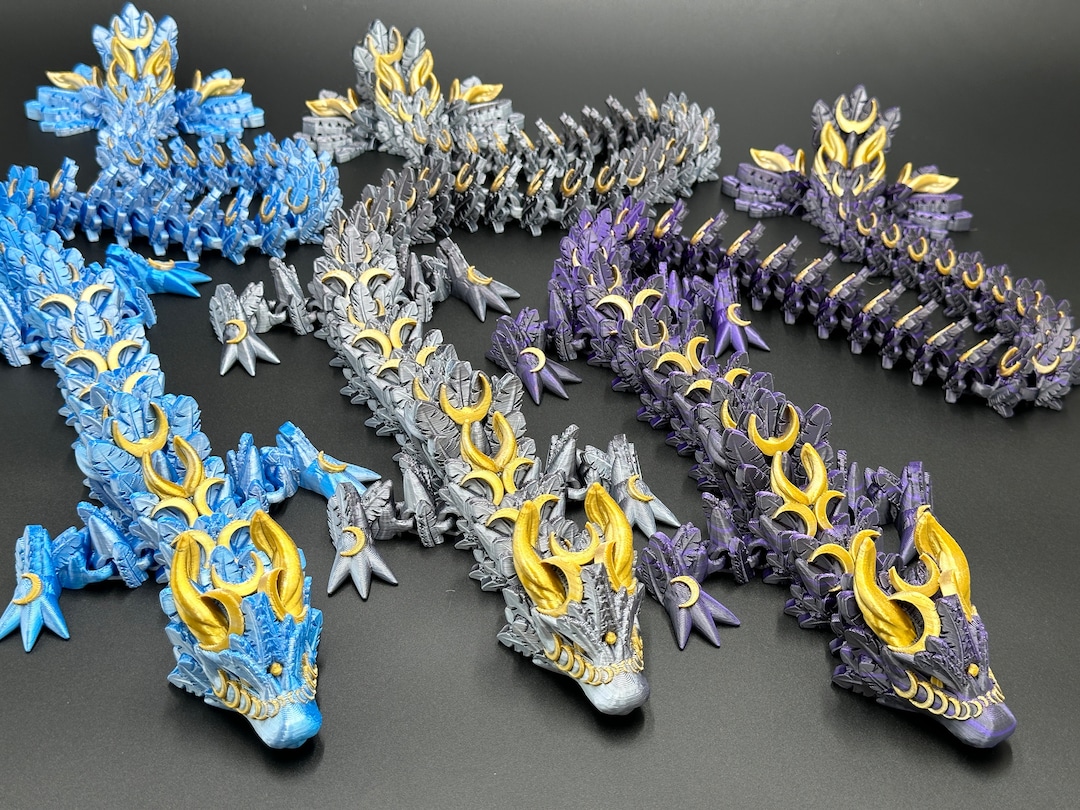 Lunar Dragon, Articulated Dragon, 3D Printed Dragon, Multi-color, 3D ...