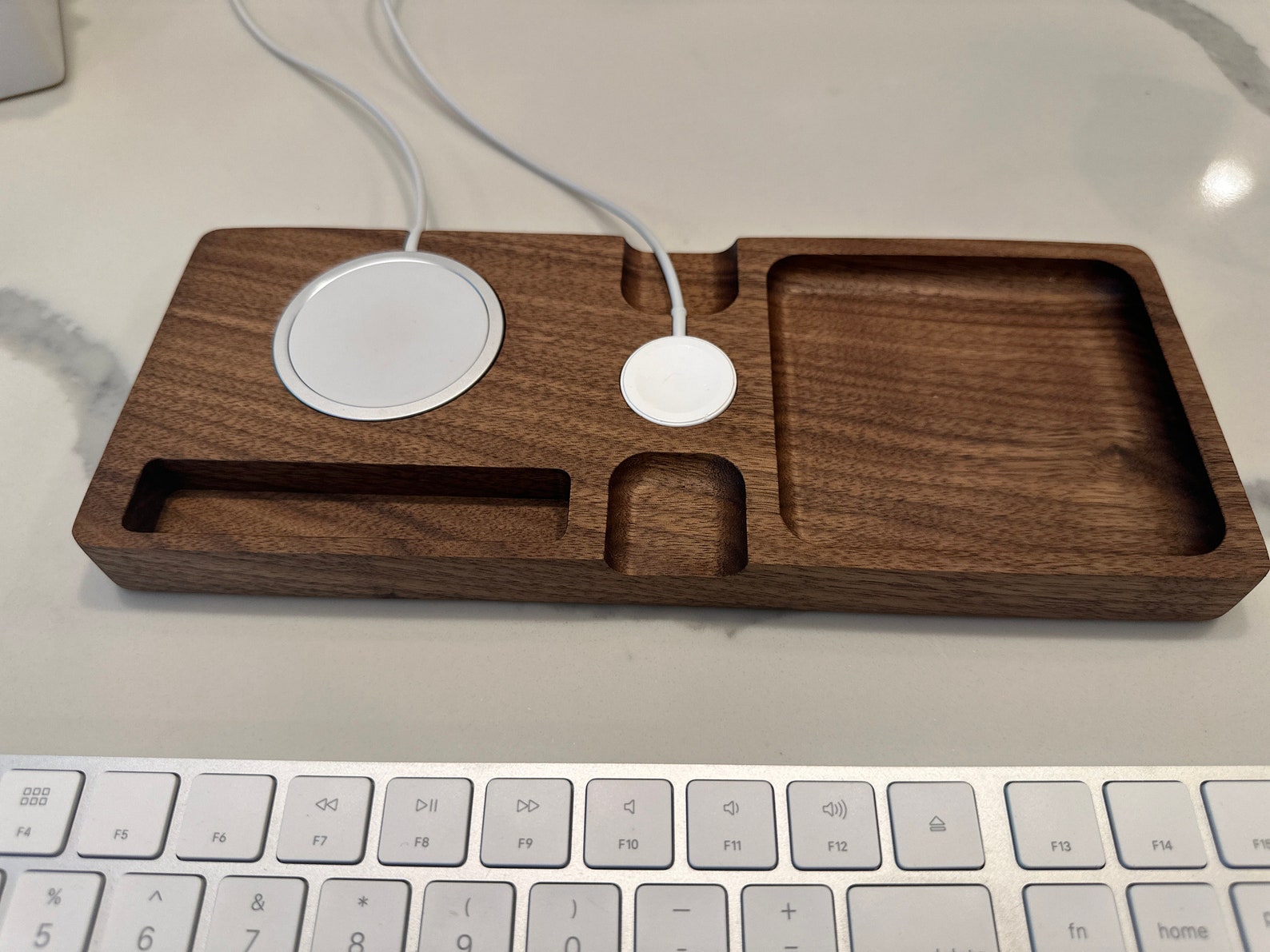 Wood Desk Organizer Half Size, iPhone Charging Station, Fits Magsafe ...