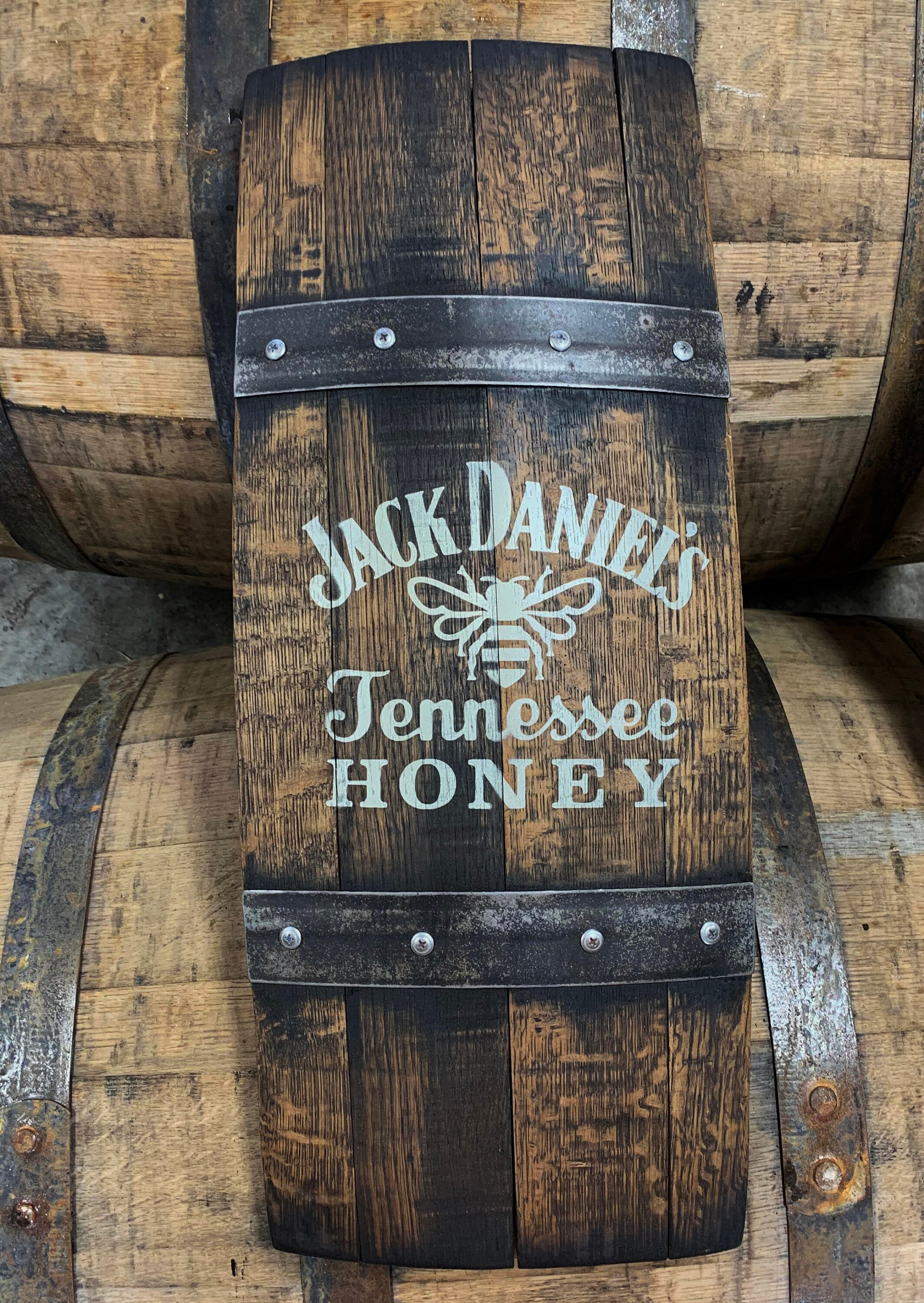 whiskey barrel sign jack daniel's tennessee honey bar sign rustic