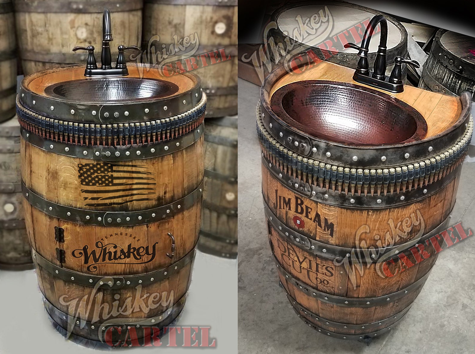 Bourbon & Bullets Edition Whiskey Barrel Sink Hammered - Etsy