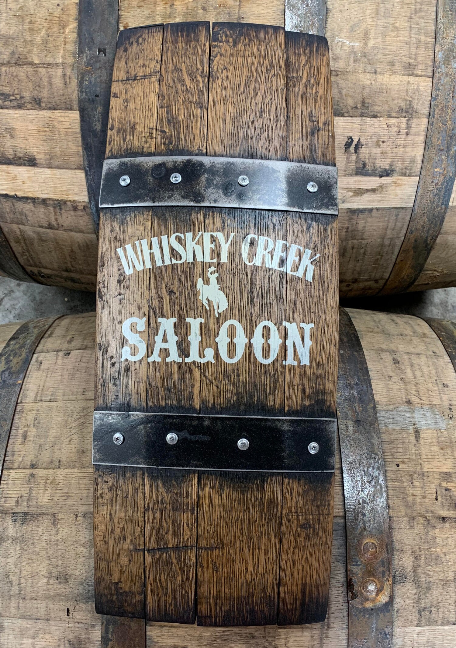whiskey barrel sign whiskey creek saloon bar sign rustic