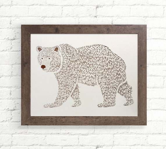 Grizzly Bear Screen Print | Etsy
