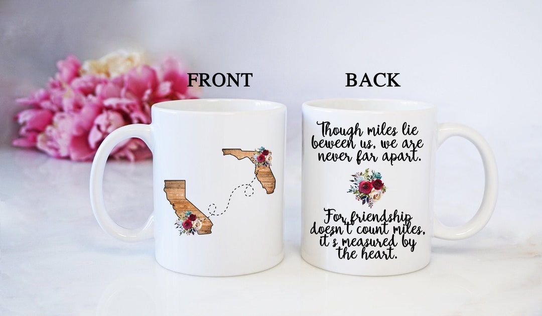Long Distance Friendship Mug - Best Friends States Coffee Cup - Besties ...