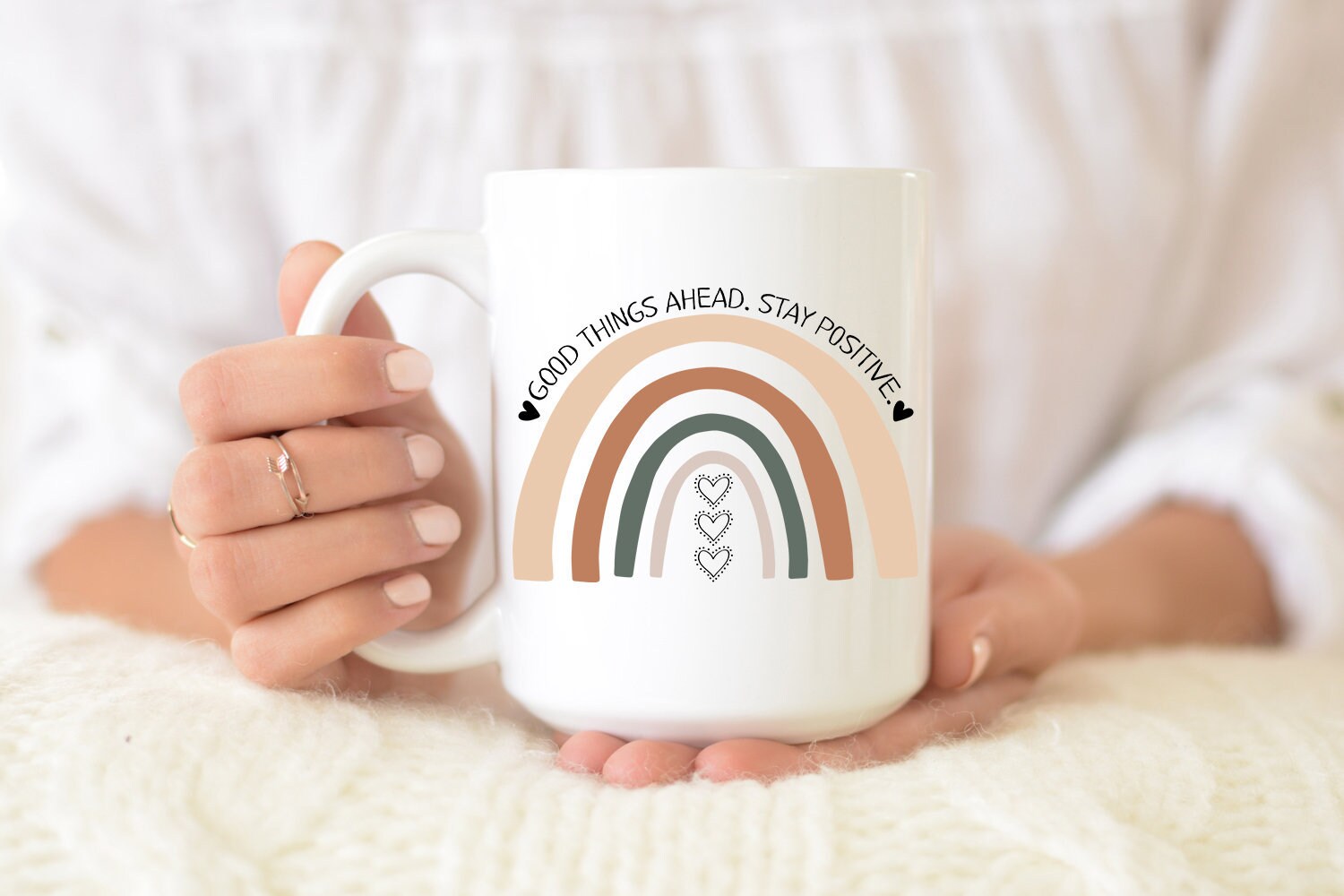 Boho Rainbow Mug Quarantine Mug Good Things Ahead. Stay | Etsy