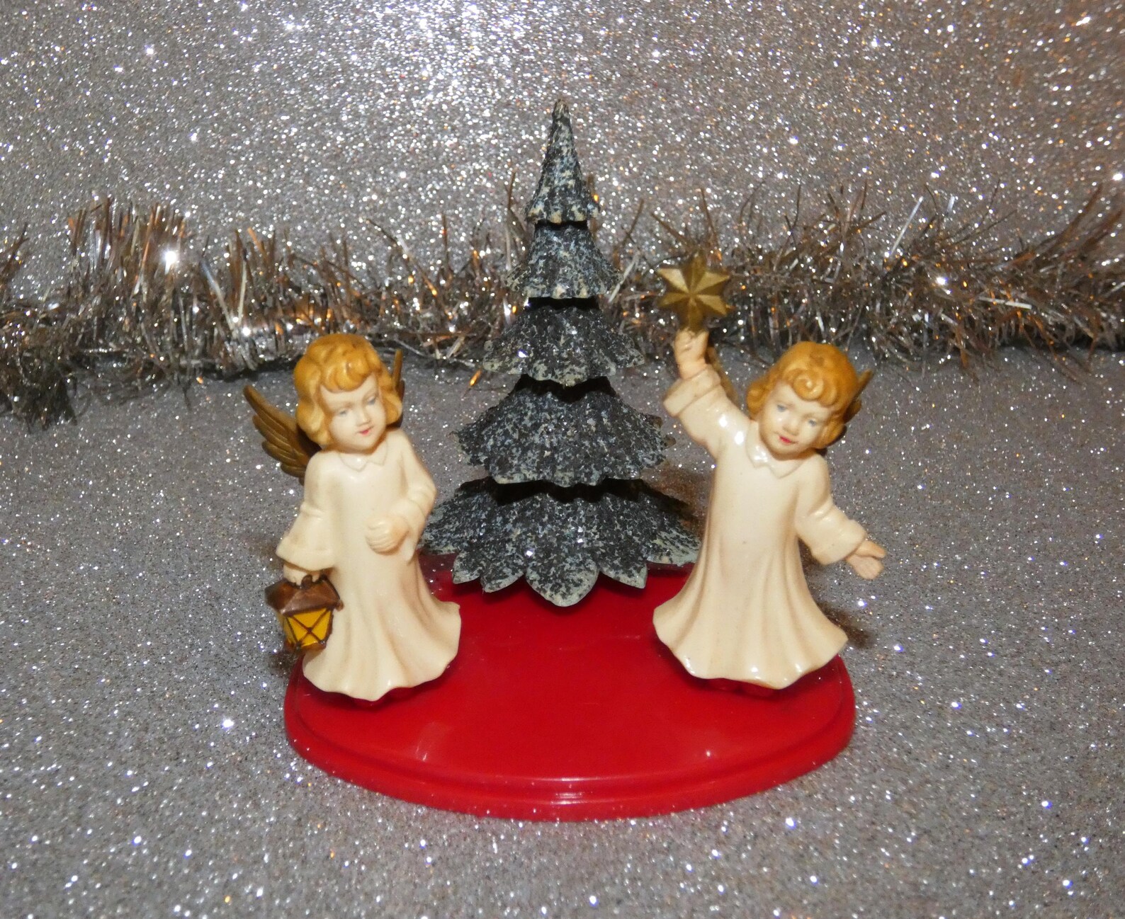 Vintage German Angels With Christmas Tree, Rare, 1940's 1950's Western ...