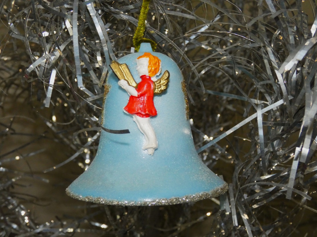 Vintage Christmas Angel Bell Ornament Celluloid Glitter 1950's Japan - Etsy