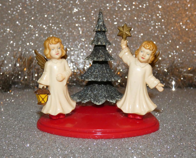 Vintage German Angels With Christmas Tree, Rare, 1940's 1950's Western ...
