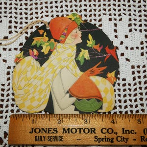 Vintage Art Deco Tally Card 1920's 1930's Flapper Cloche Hat Autumn ...