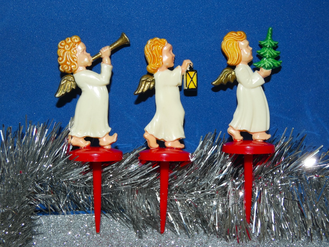 Vintage German Angels 3 1950's Plastic Angel Picks Christmas Cake ...