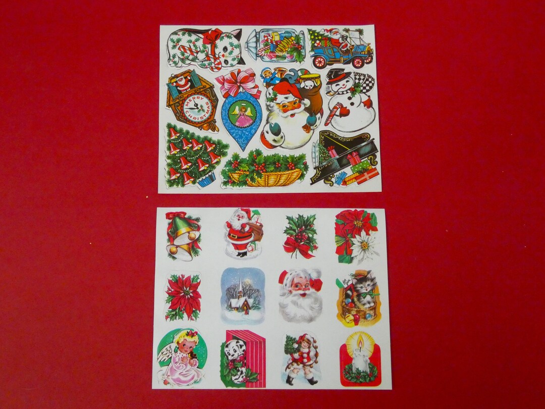 Vintage Christmas Stickers Seals, 1950's 1960's, (2) Sheets, 22 ...
